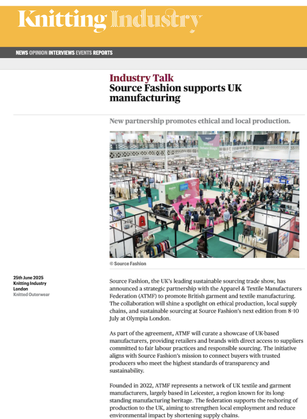 Knitting Industry: Source Fashion Supports UK Manufacturing - Fashion ...